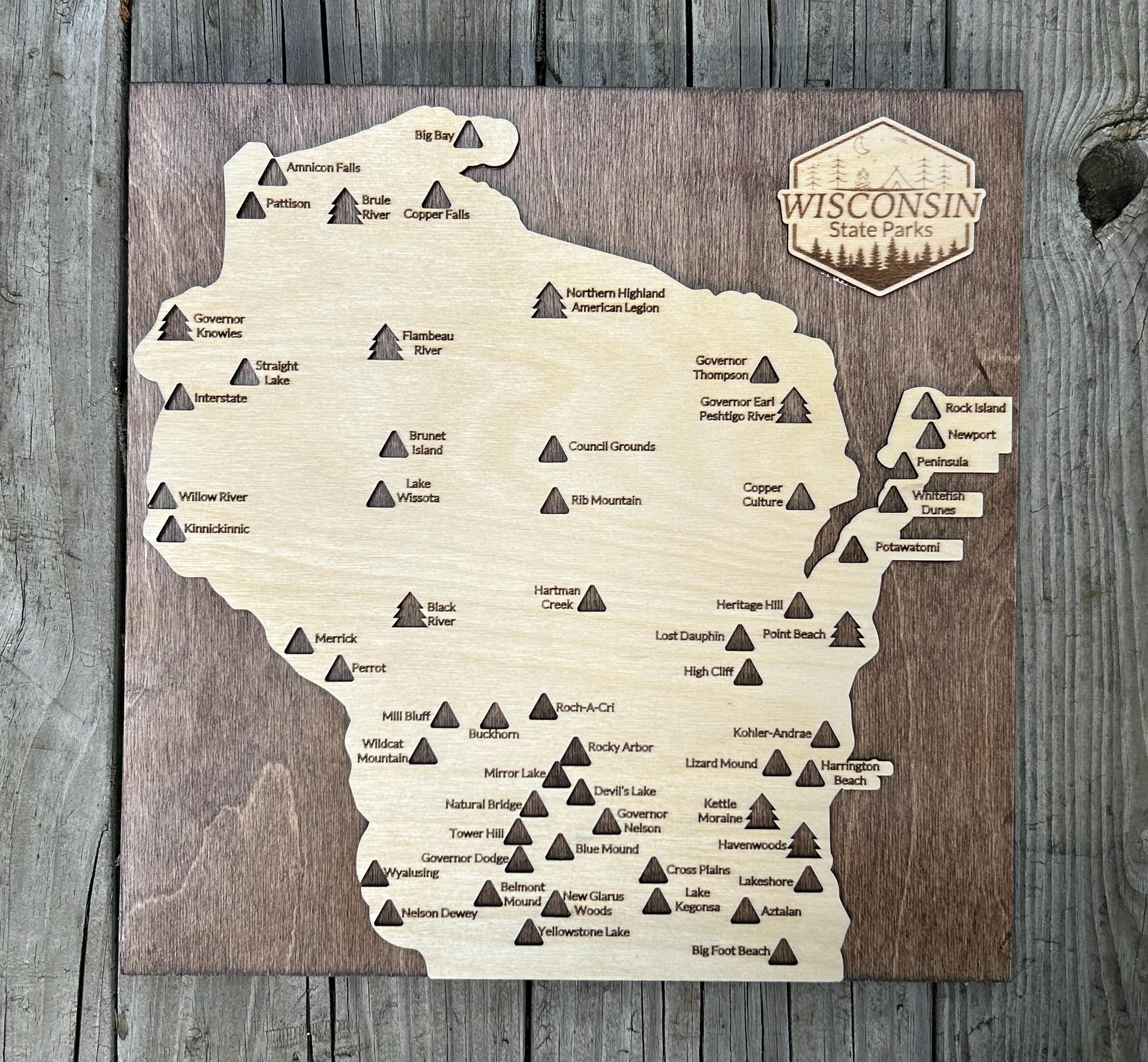 WI State Parks Travel Map **FREE SHIPPING!** - Etsy