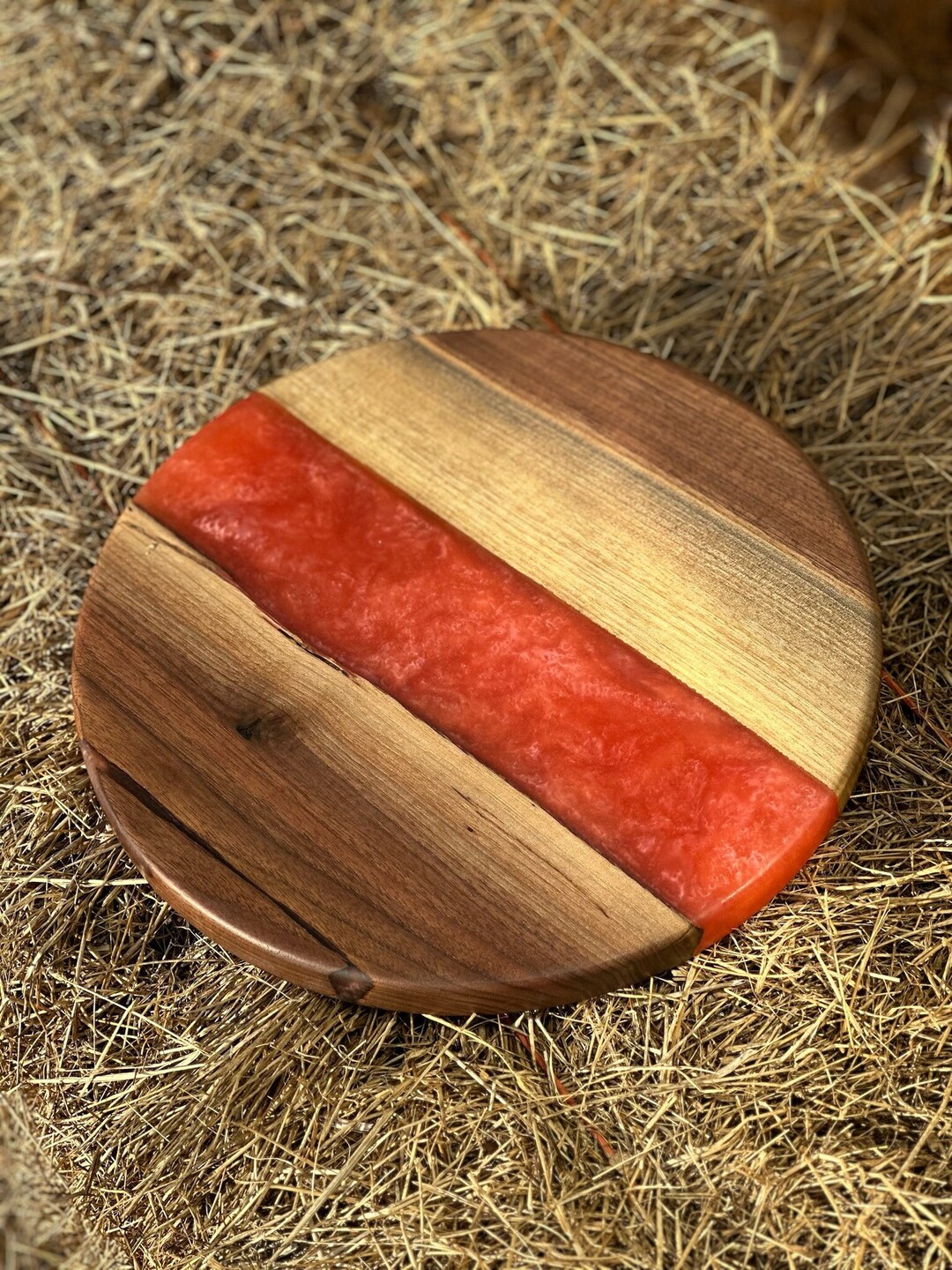 Pink Epoxy & Walnut Lazy Susan Dark Wood Home Decor Table Centerpiece ...