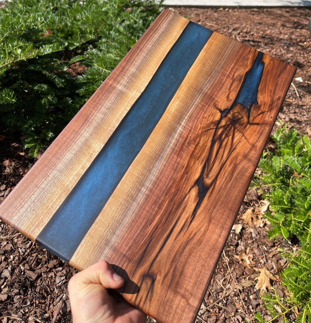 Personalized Epoxy & Wood River Charcuterie Board | Resin and Wooden ...