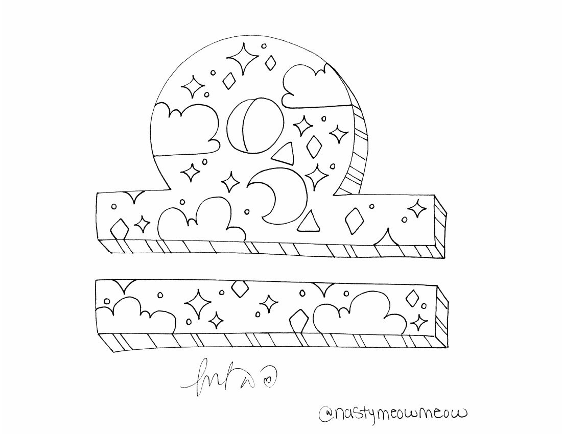 Zodiac Coloring Page Libra | Etsy