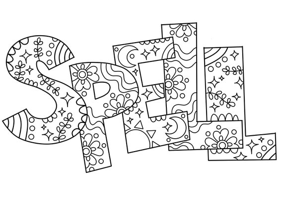 Spell Coloring Page Zen Doodle - Etsy
