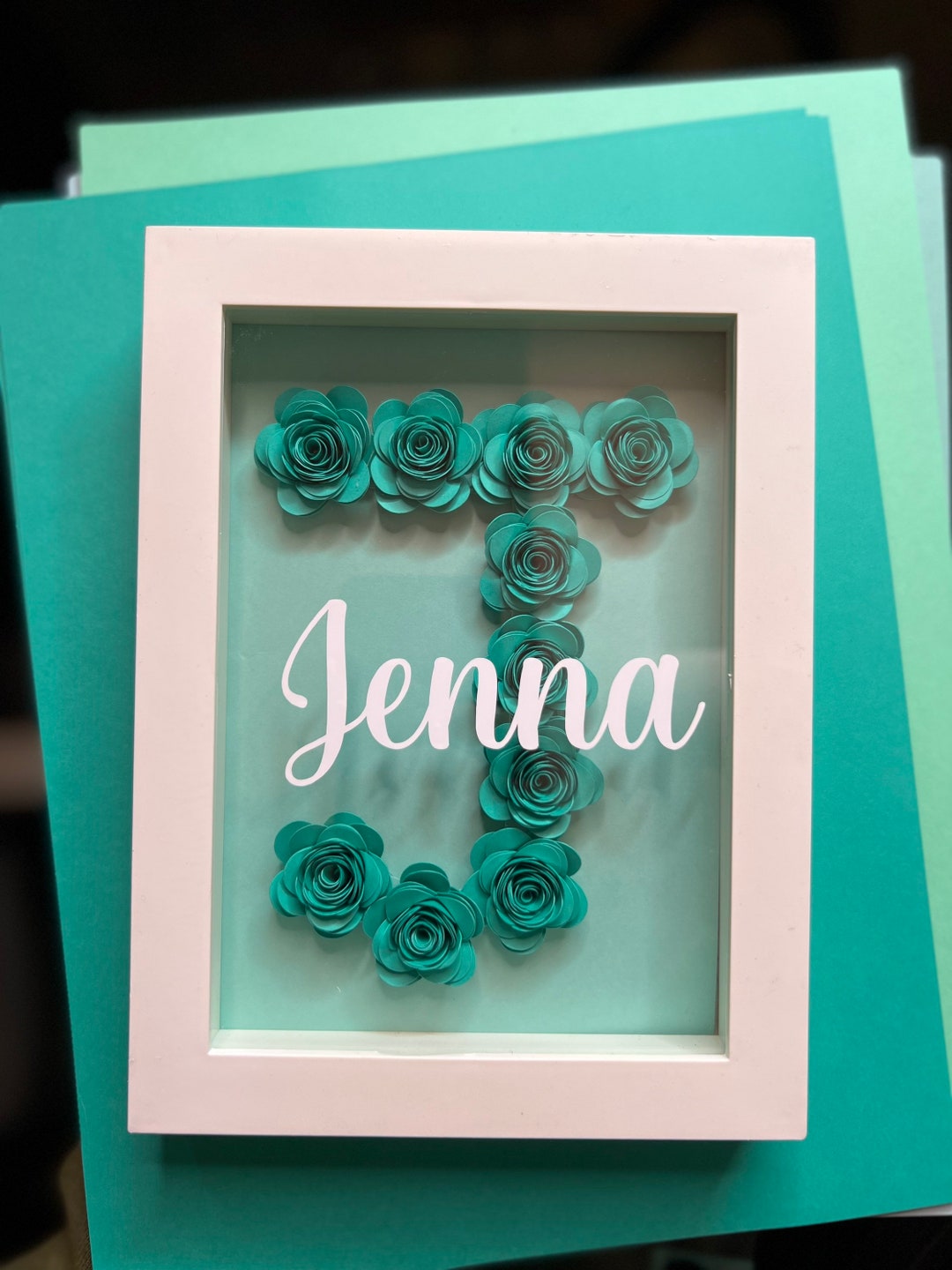 Initial Letter Custom Gift, Shadow Box, Paper Flower Box, Memorial Gift ...