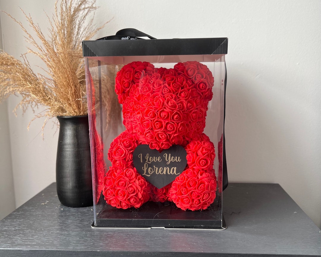 Rose Teddy Bear - Valentines Day Gift for Her Flower Bear ...