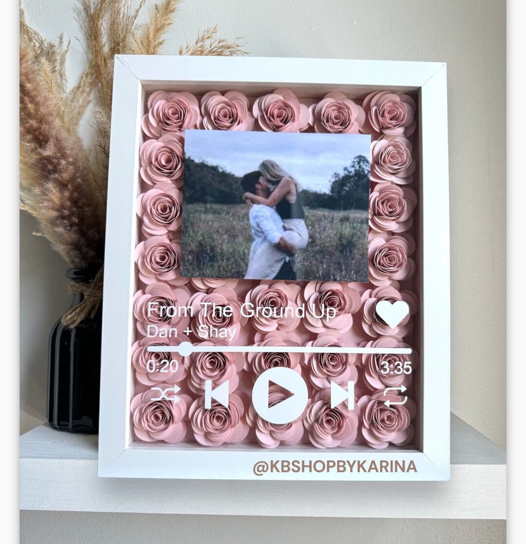 Song Name Shadow Box Custom Gift, Shadow Box, Paper Flower Box ...