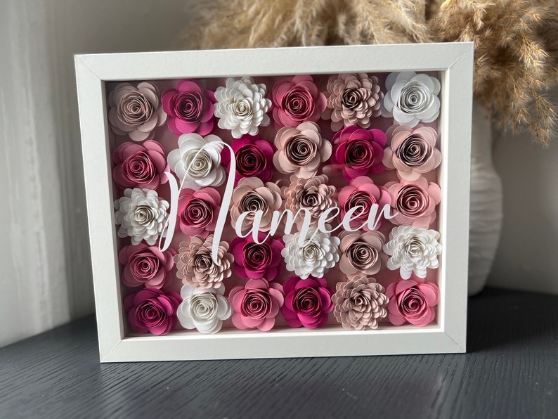 Personalized Flower Shadow Box | Handmade Nursery Decor - Etsy