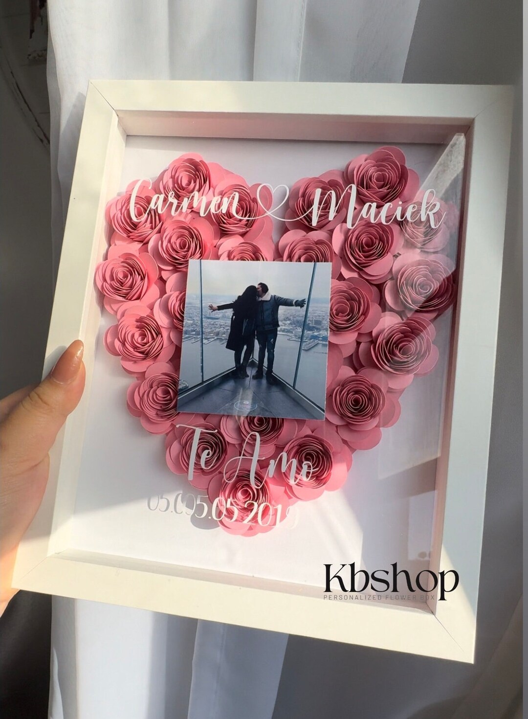 Heart Shaped Shadow Box With Photo - Custom Gift, Shadow Box, Paper ...