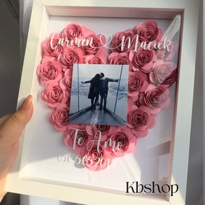 Heart Shaped Shadow Box With Photo - Custom Gift, Shadow Box, Paper ...