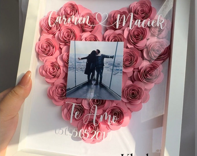 Heart Shaped Shadow Box With Photo Custom Gift, Shadow Box, Paper ...