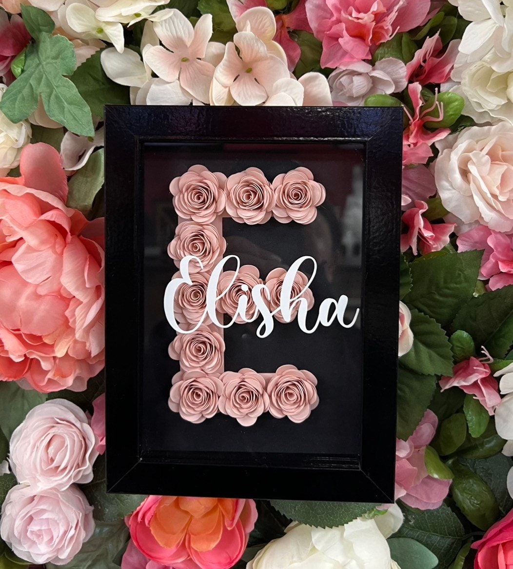 Initial Letter Custom Gift Shadow Box Paper Flower Box - Etsy