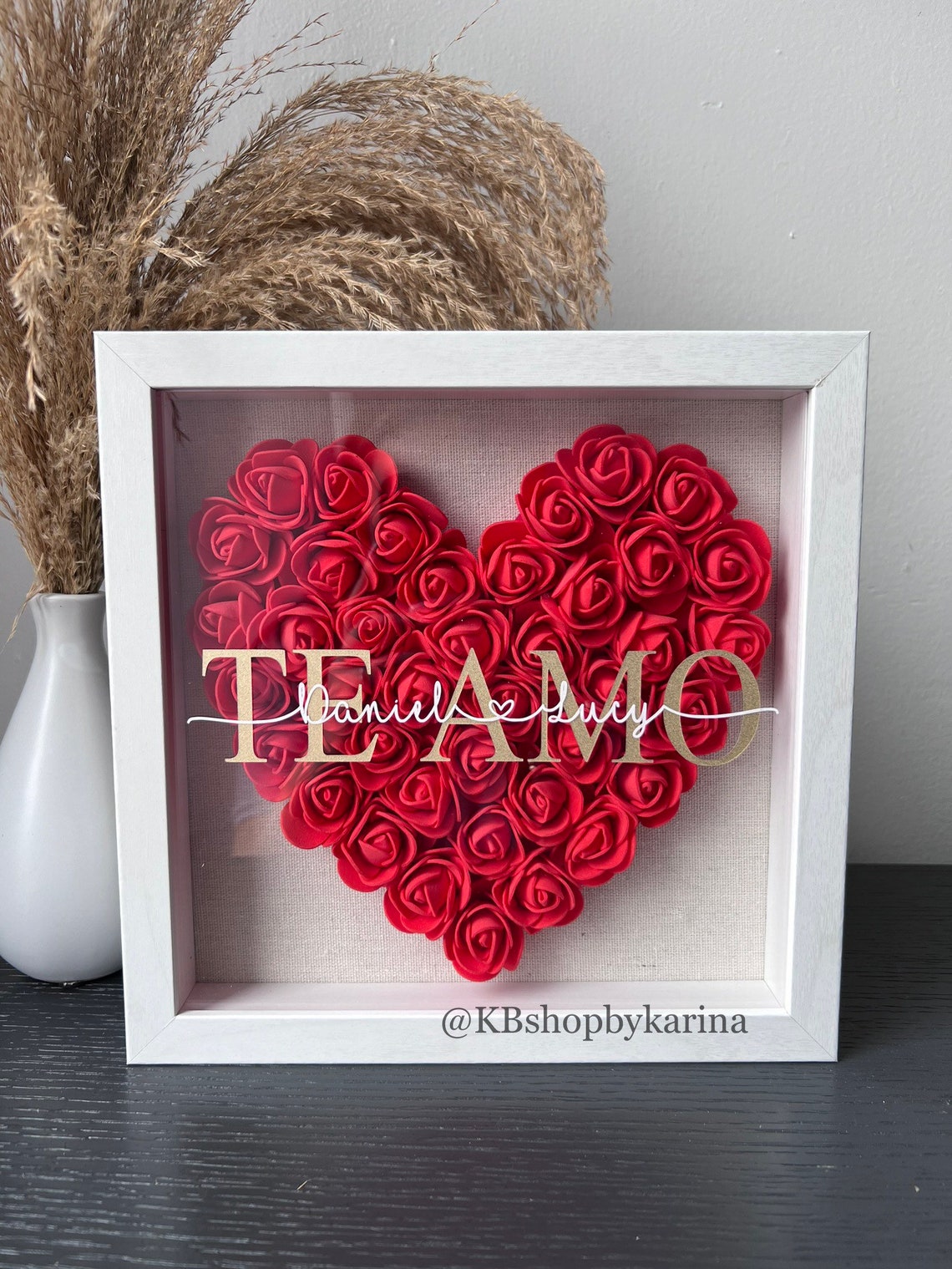 Valentines Custom Shadow Box heart Flower Box Paper Rose - Etsy