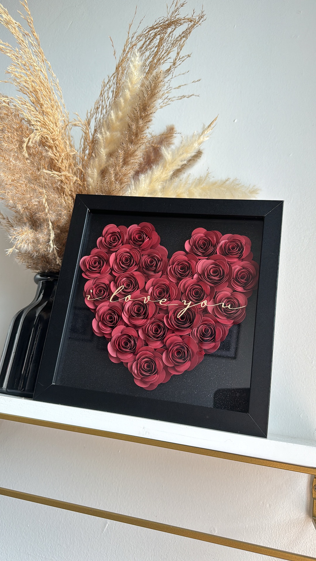 Valentines Custom Shadow Box |heart Flower Box | Paper Rose | Shadow ...
