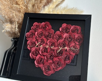 Personalized Letter Shadow Box | Paper Rose Gift Box | Paper Flower ...