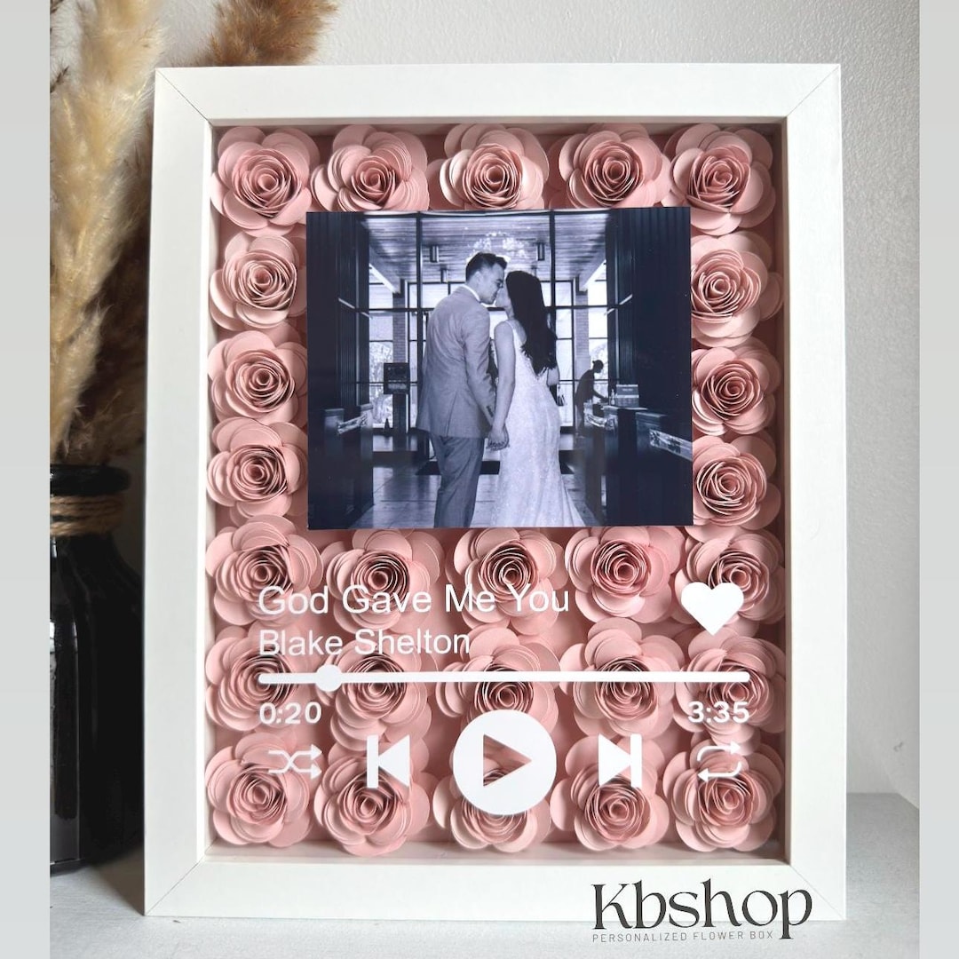 Song Name Shadow Box - Custom Gift, Shadow Box, Paper Flower Box ...