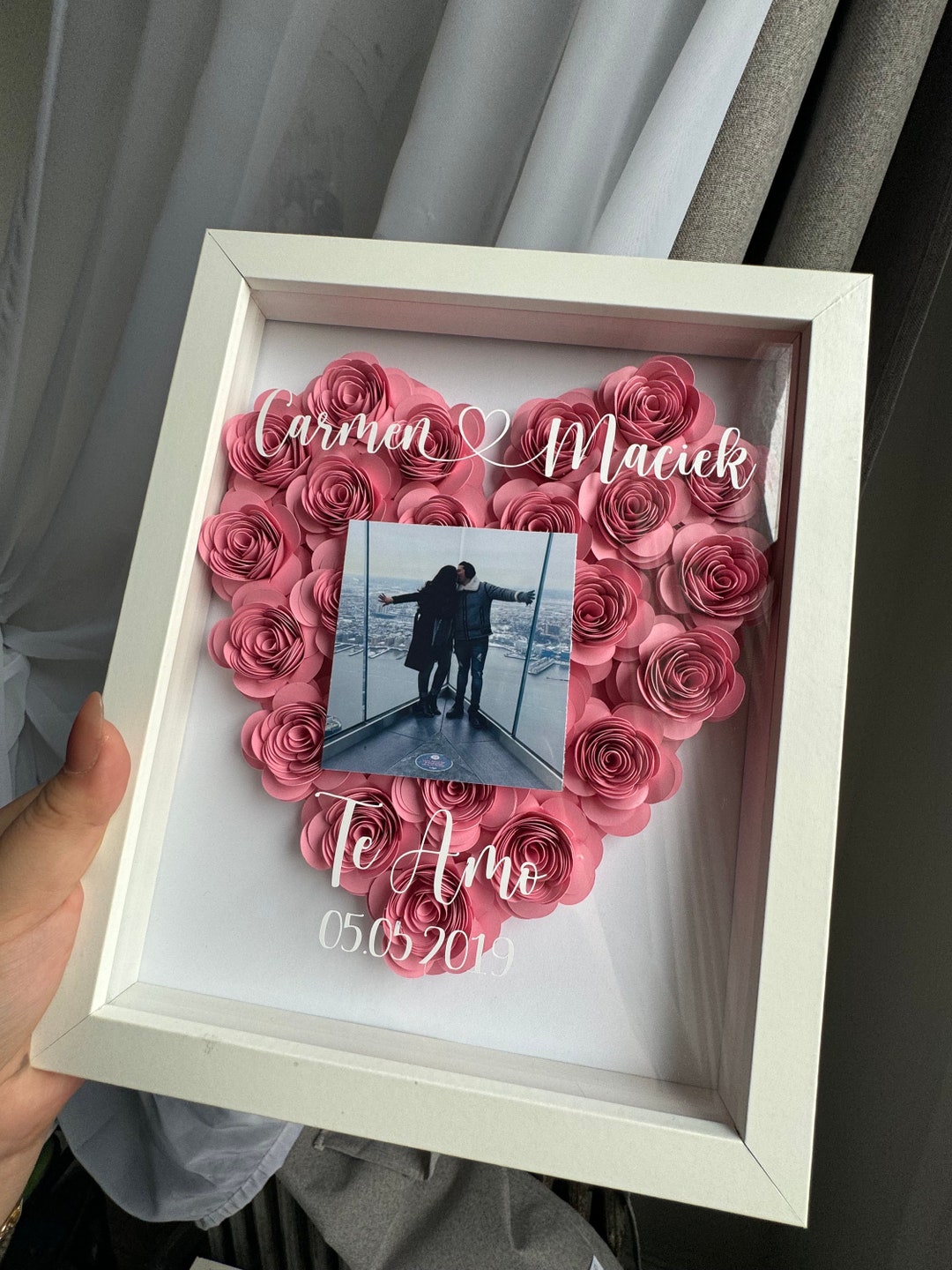 Heart Shaped Shadow Box With Photo Custom Gift, Shadow Box, Paper ...