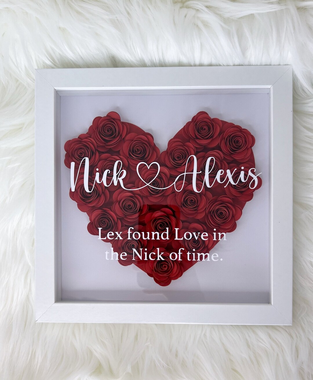 Valentines Custom Shadow Box heart Flower Box Paper Rose - Etsy