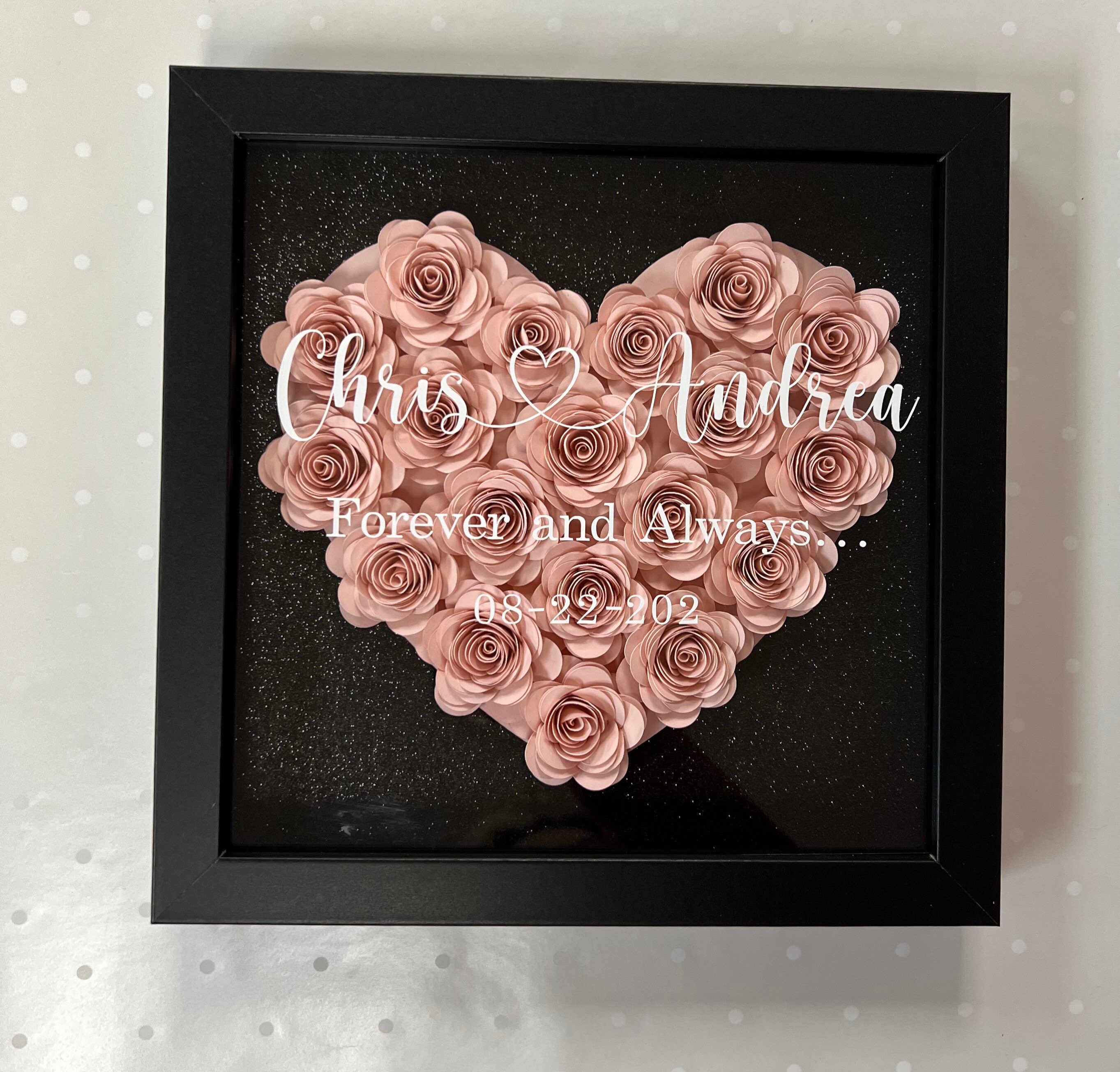Valentines Custom Shadow Box heart Flower Box Paper Rose - Etsy