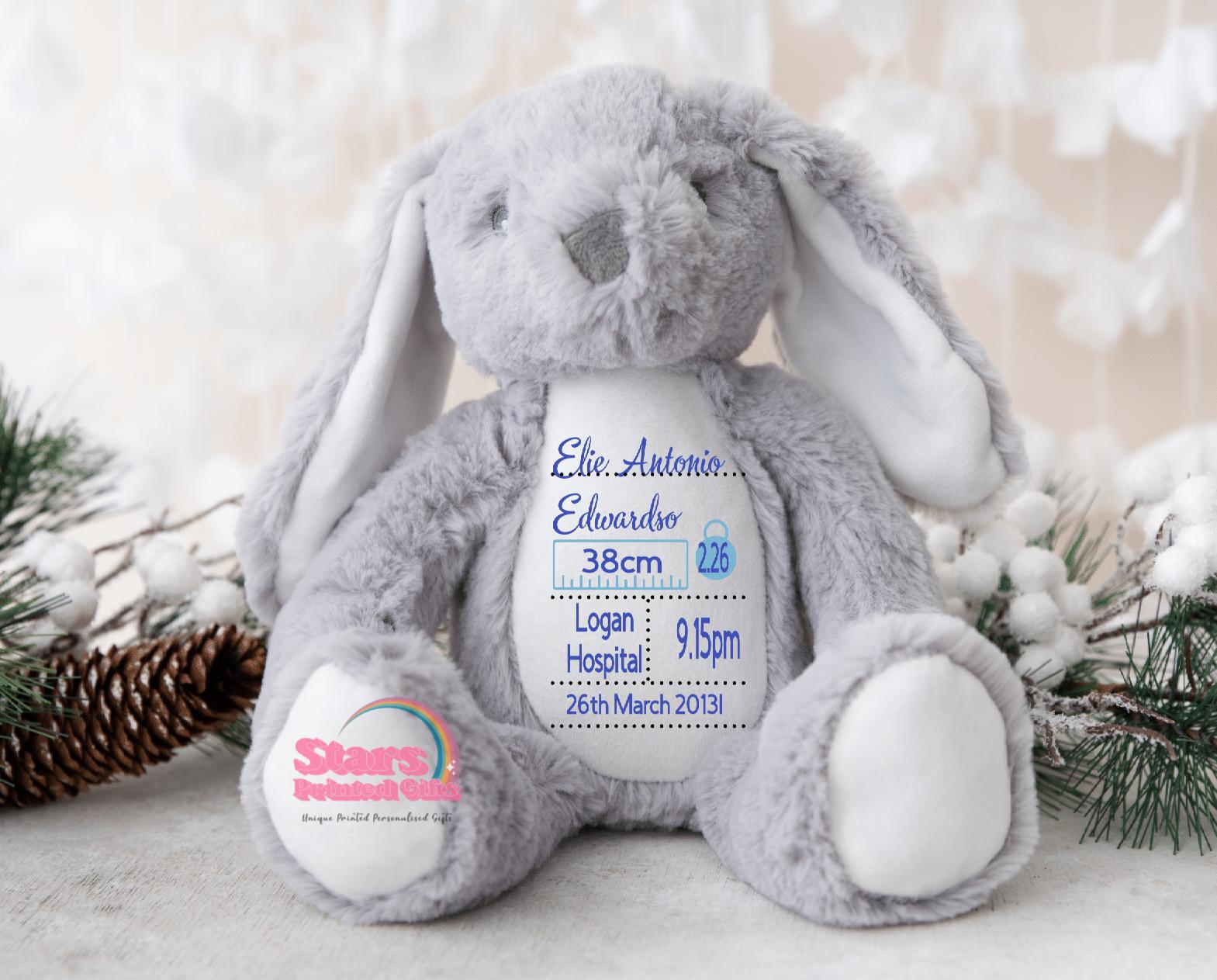 Personalised Birth Stat Plush Bunny,personalised Keepsake Plush Bear ...