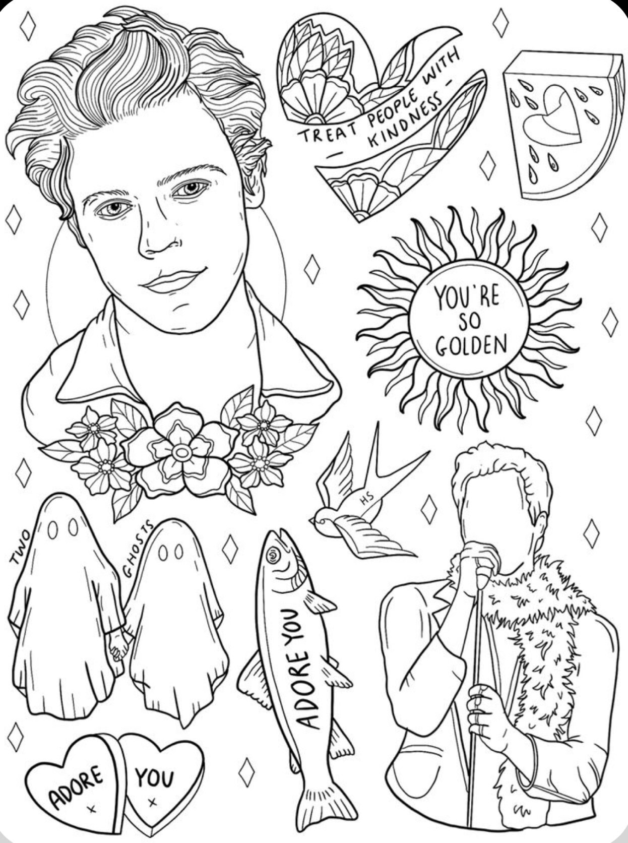 Harry Styles Pre-made Tattoo Stencils Pre-made Tattoo - Etsy