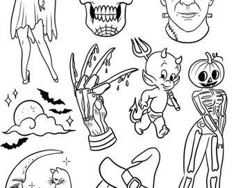 Pre-made Ready to Use Dope Flash Tattoo Stencils Set of 4 - Etsy