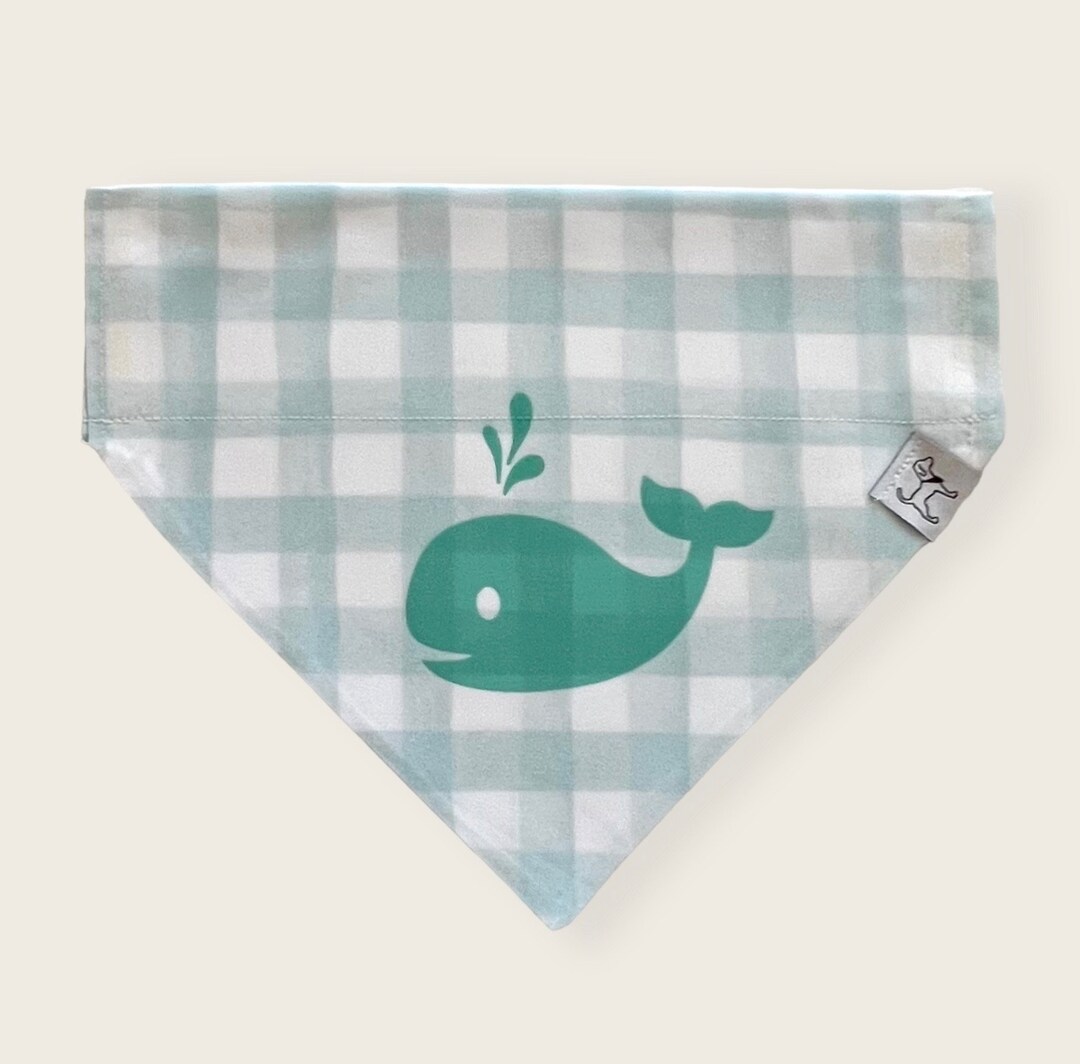 Dog Bandana Whale Preppy Watercolor Gingham by Lucy and Bean - Etsy