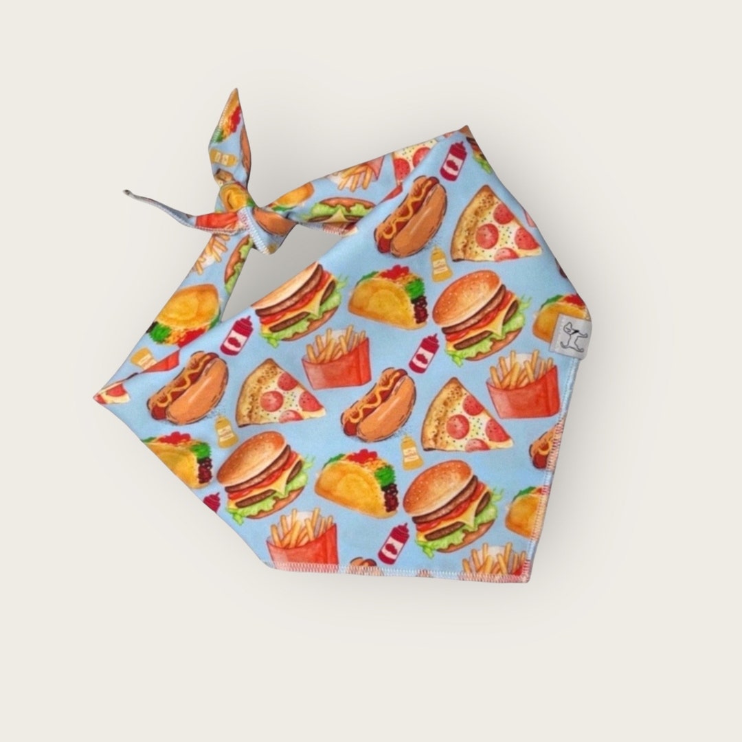 FAST FOOD FRENZY Dog Bandana Food Pizza Burger Hamburger French Fries ...