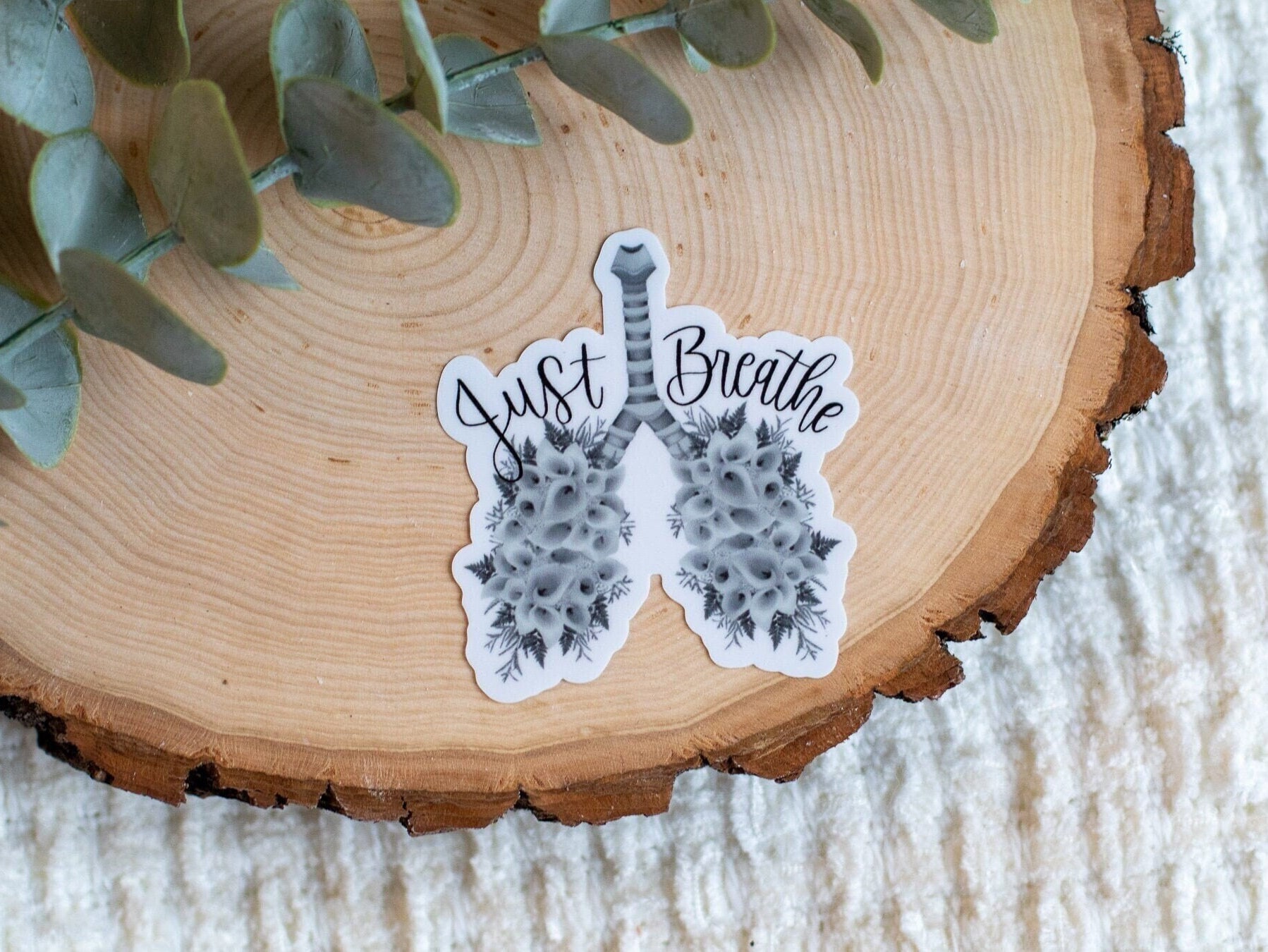 Floral Just Breathe Lung Sticker DISHWASHER Safe - Etsy