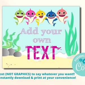 Printable Baby Shark Food & Drink Signs | Pink Baby Shark Editable Sign ...