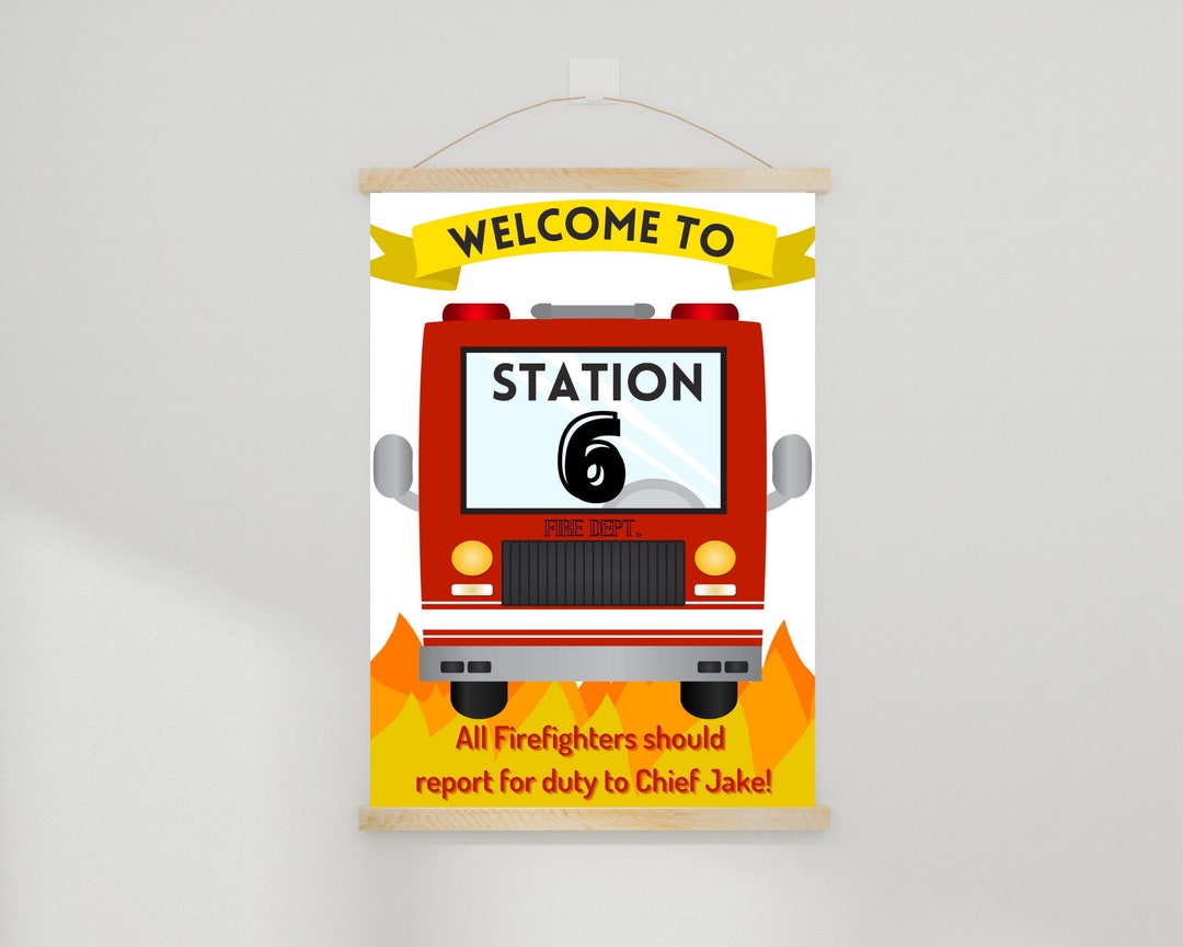 Firefighter Welcome Sign | Fireman Birthday Party Sign | Printable ...