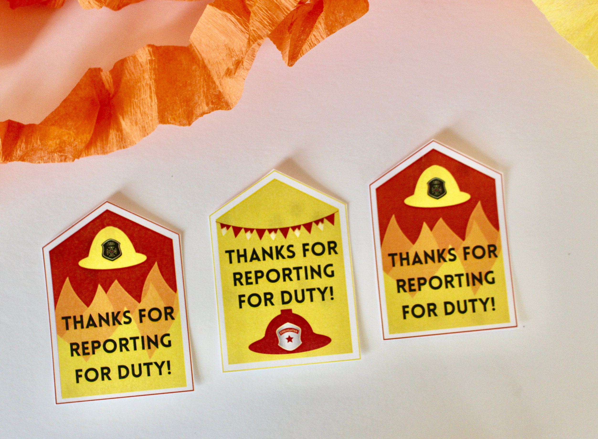 Printable Firefighter Thank You Tags and Sign | Firefighter Party ...