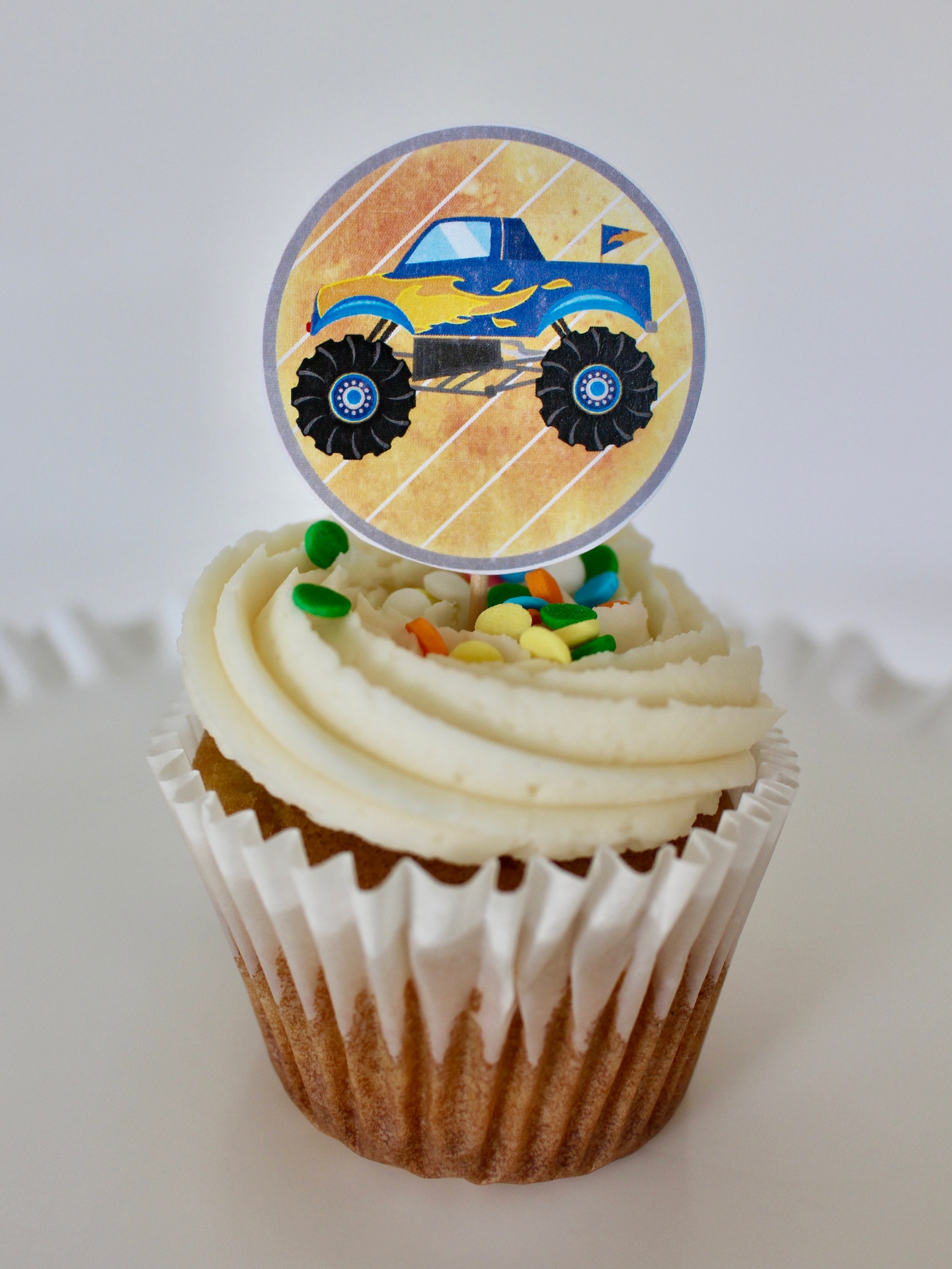Monster Truck Cupcake Toppers | Printable Cupcake Tags | Tire Cupcake ...