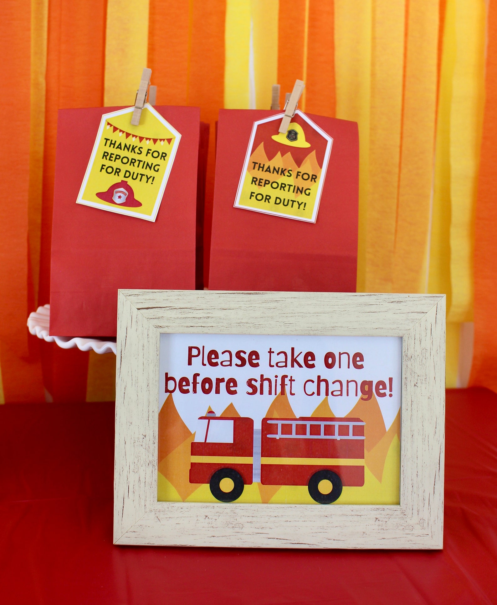 Printable Firefighter Thank You Tags and Sign | Firefighter Party ...