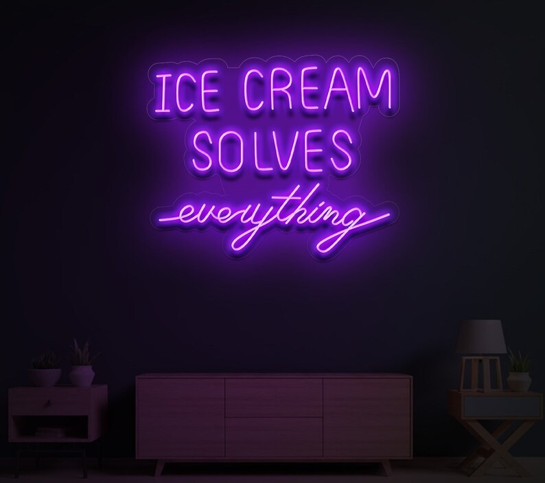 Ice Cream Solves Everything Neon Sign Ice Cream Shop Neon - Etsy UK