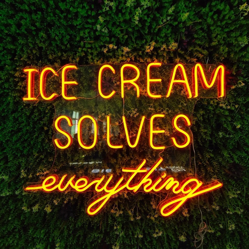 Ice Cream Solves Everything Neon Sign Ice Cream Shop Neon - Etsy UK