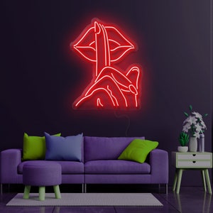 Lips and Finger Shh Neon Sign Custom Neon Sign Neon Sign - Etsy
