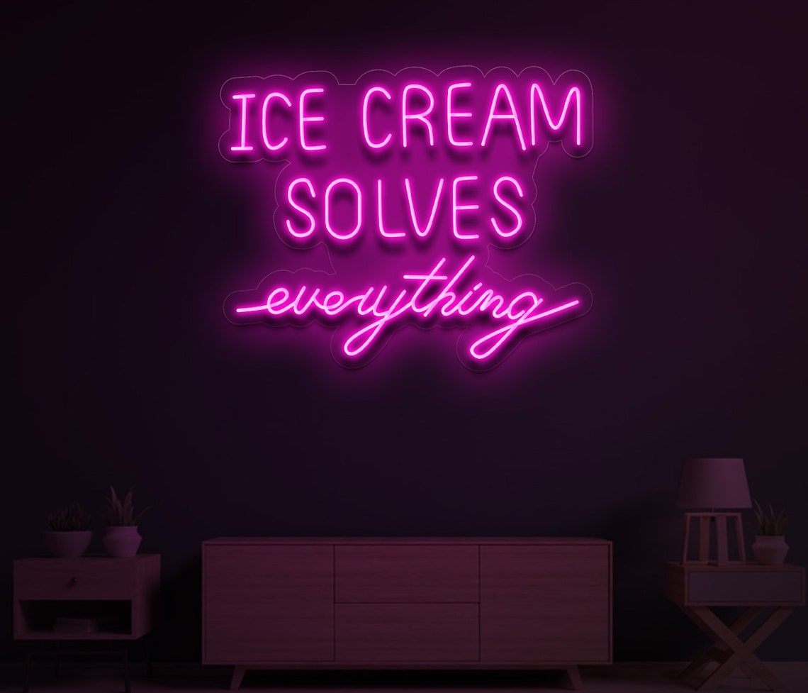 Ice Cream Solves Everything Neon Sign Ice Cream Shop Neon - Etsy UK