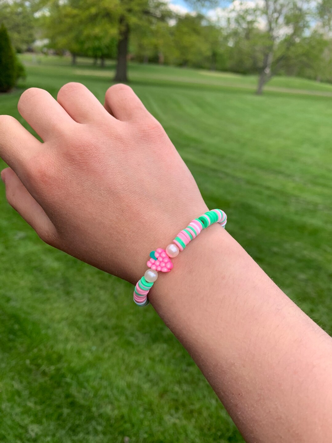 PINK and GREEN GRAPE Bracelet|| Pastel, Cute, Trendy, Preppy, and ...