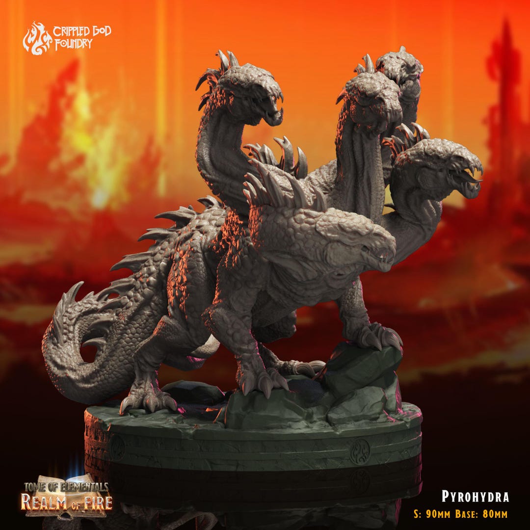 Pyrohydra - Crippled God Foundry - Realm of Fire | 32mm | Dragon | 5 ...