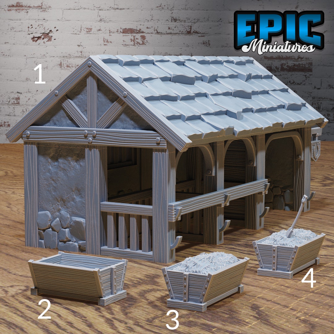 Horse Stable - Epic Miniatures | Mighty Heroes | 28mm | 32mm | Farmyard ...
