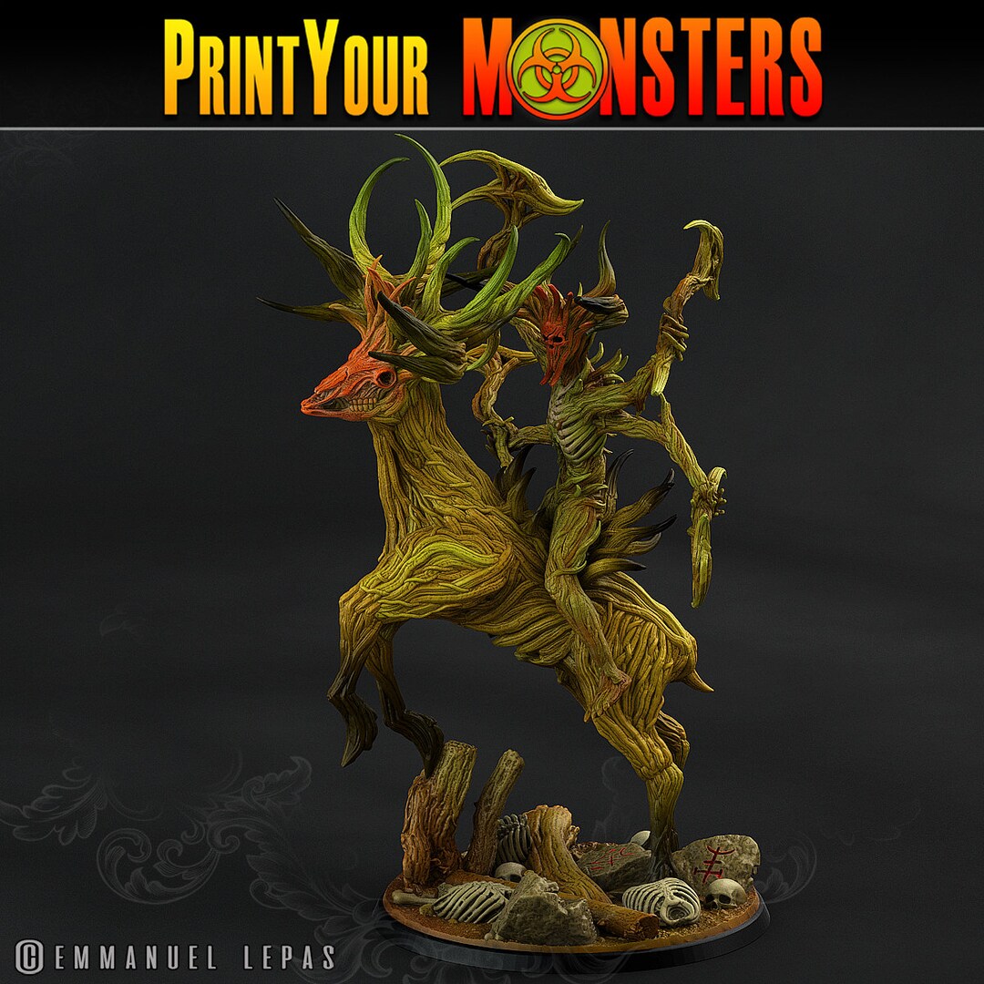 Dark Tree Man Champion, Dryad on Deer Elemental Print Your Monsters ...