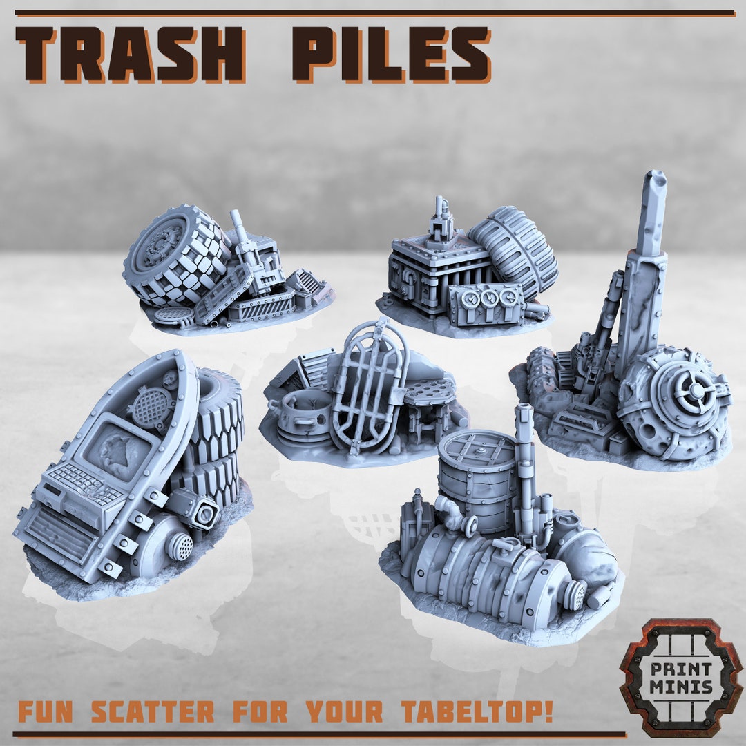 Trash Piles, Wasteland Scatter Terrain - Print Minis | 28mm and 32mm ...
