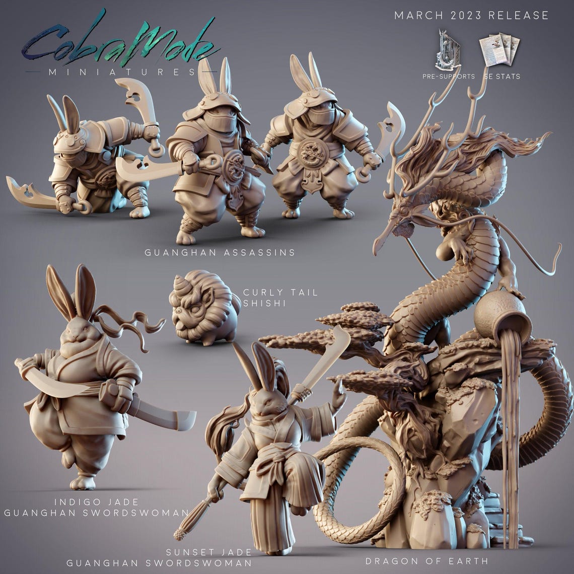 Guanghan Swordsman Indigo Jade, Rabbit Fighter - Cobramode | 28mm and ...