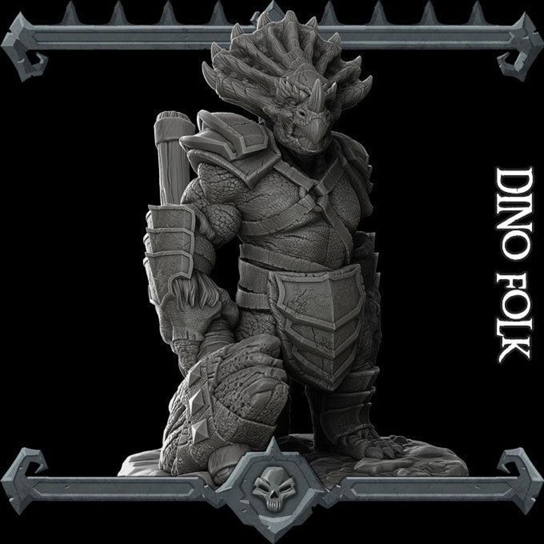 Dino Folk, Triceratops Warrior - Rocket Pig Games | 28mm and 32mm ...