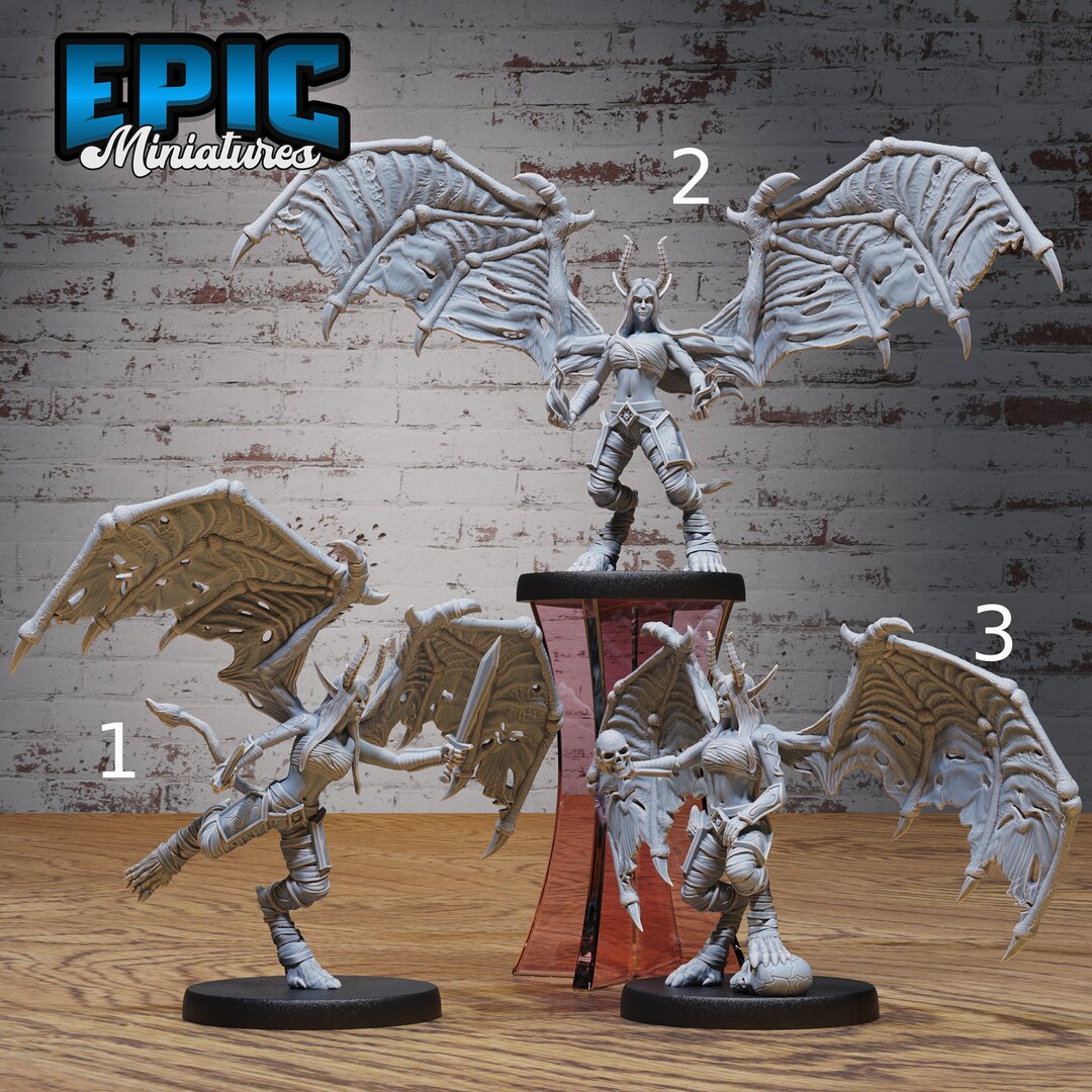 Demon Huntress Epic Miniatures 28mm 32mm Demonic Guild Demon Tiefling ...