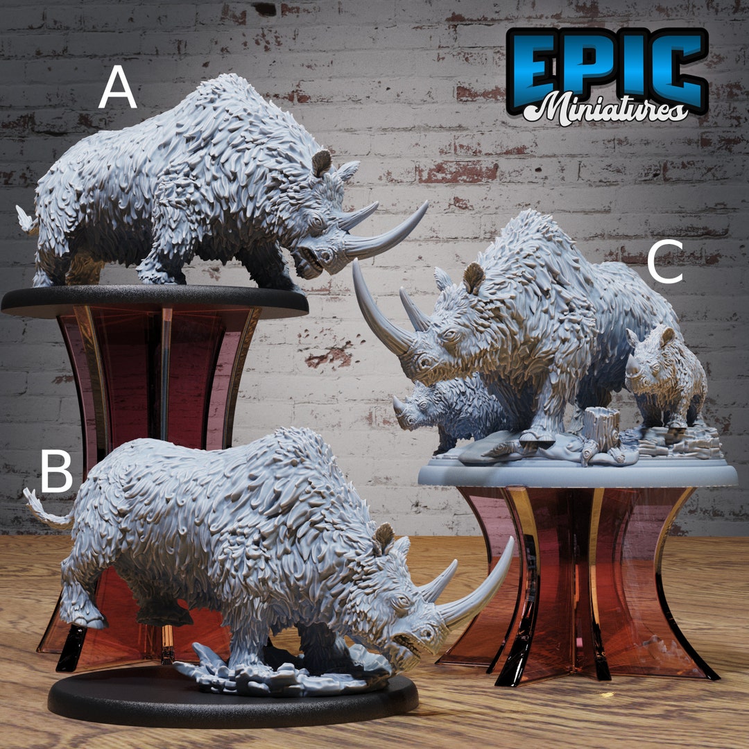 Wooly Rhino - Epic Miniatures | 32mm | Ice Age Madness | Prehistoric ...