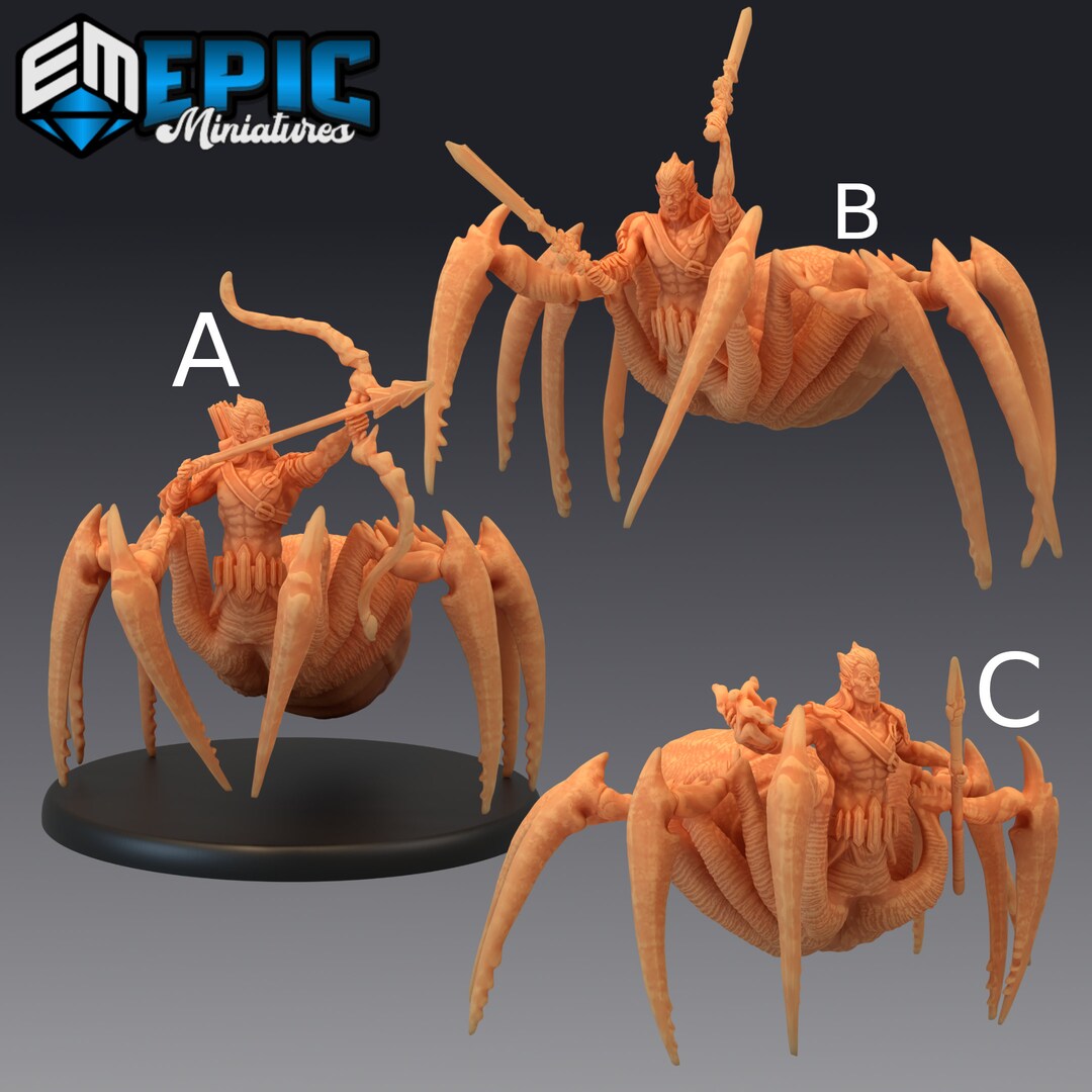 Dark Elf Spider Epic Miniatures Ninth Age 32mm Secret Minds Drider - Etsy