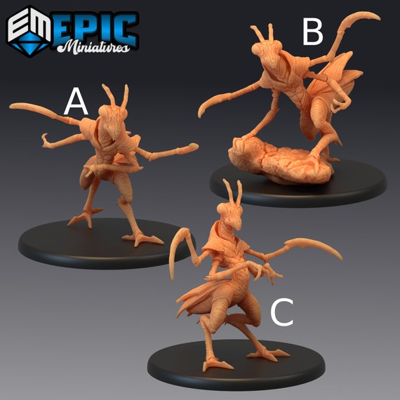 Mantis Folk Warrior Epic Miniatures D&D Pathfinder - Etsy