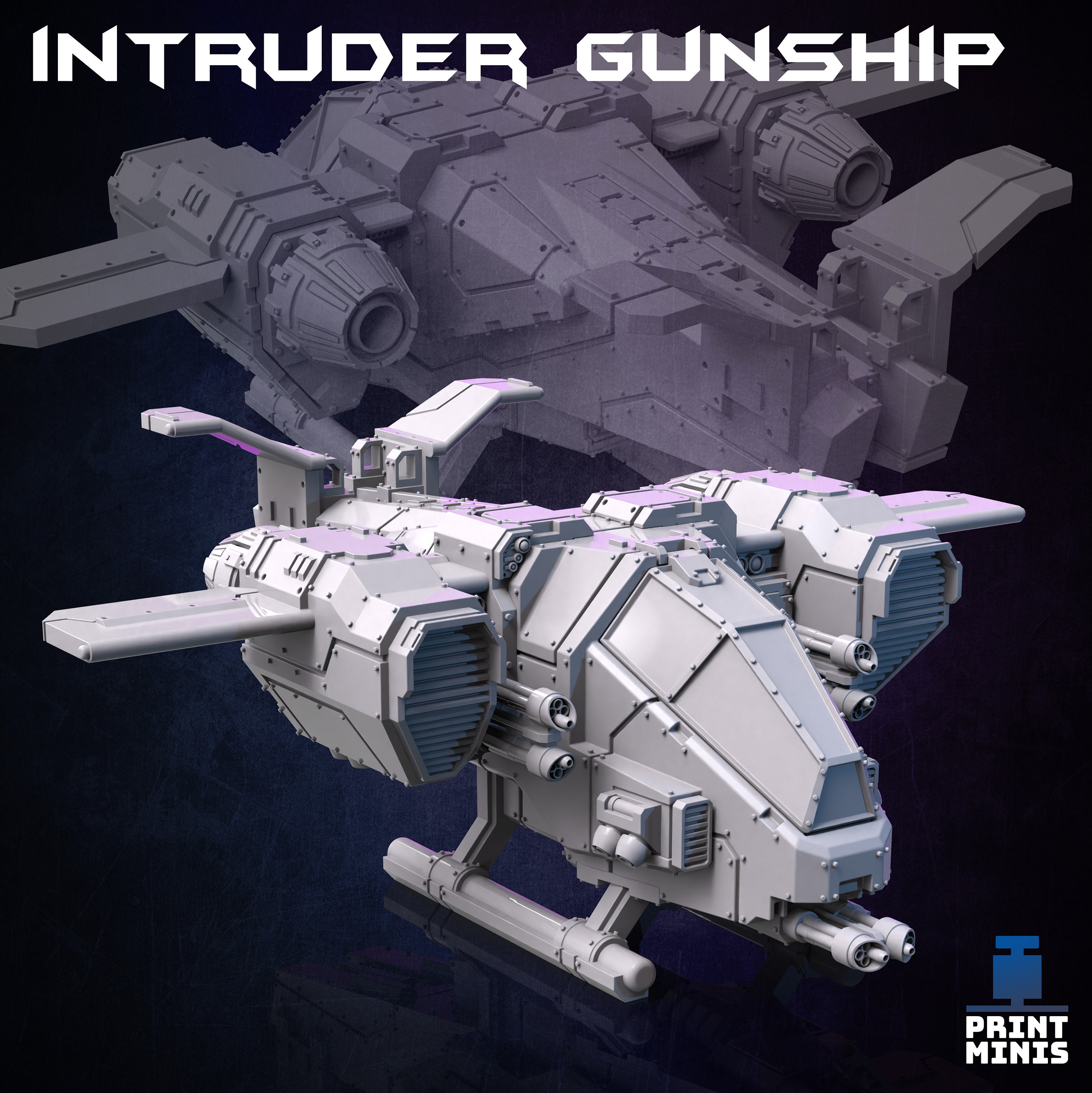 Intruder Gunship Print Minis Sci Fi VTOL Jet - Etsy