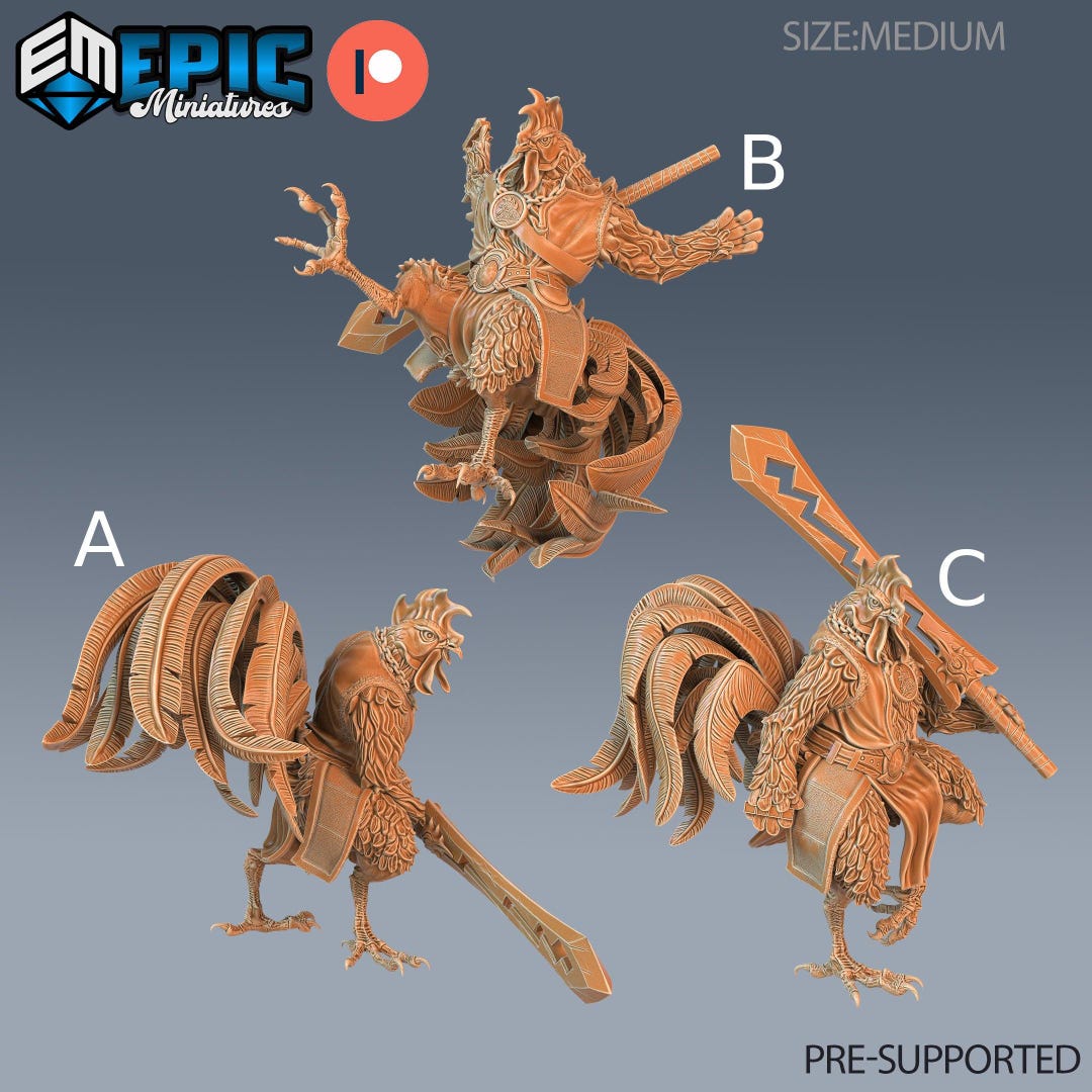 Rooster Warrior - Epic Miniatures | 28mm and 32mm | Wargaming | Dnd ...