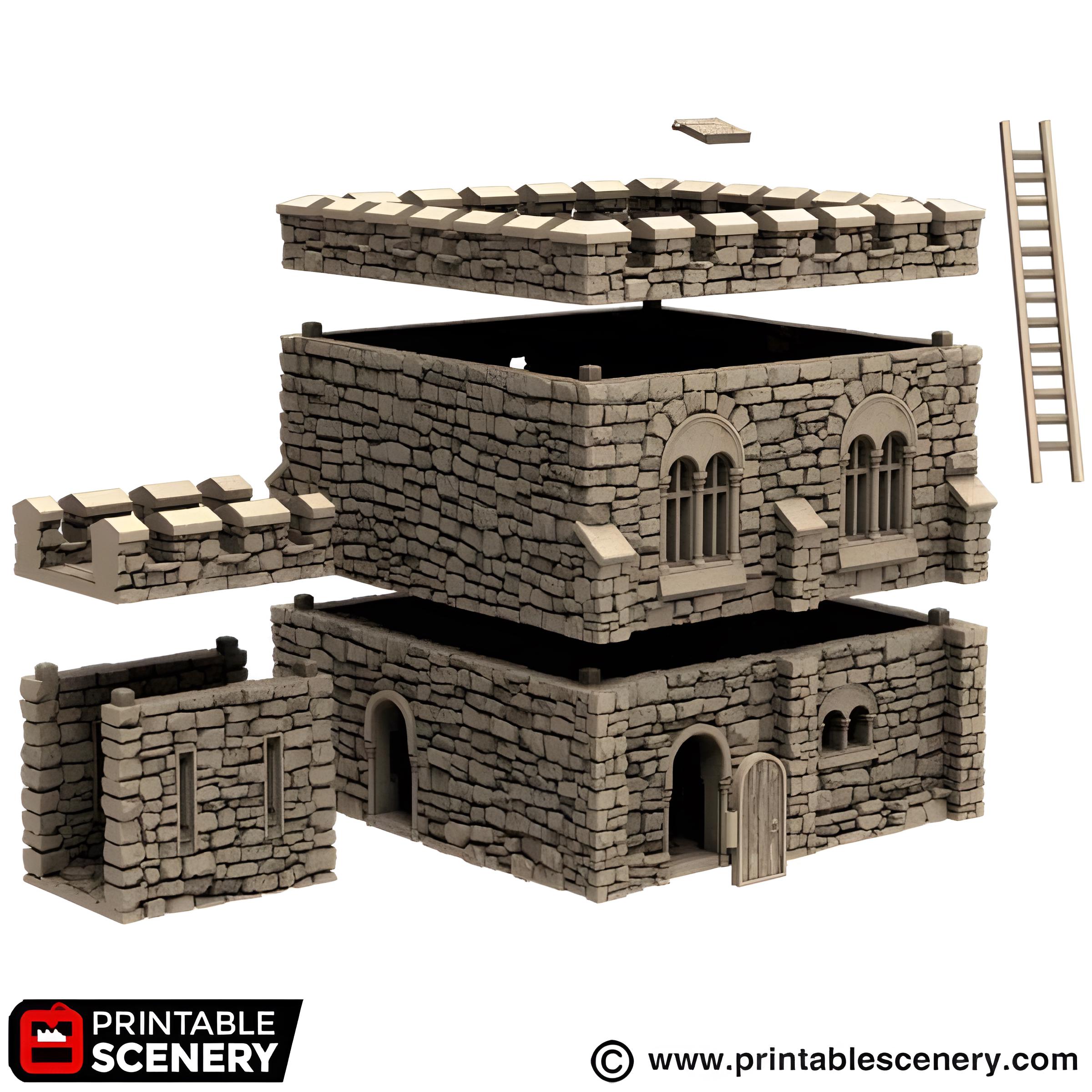 Norman Square Keep. King and Country, 15mm, 28mm, 32mm - Printable ...