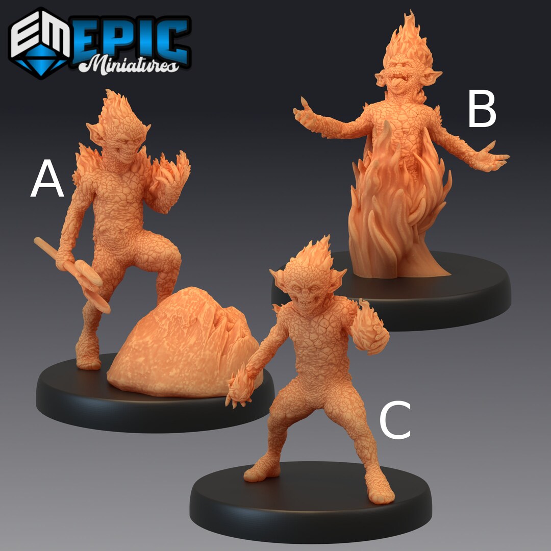 Magmin, Fire Mephit Epic Miniatures 32mm Dwarven Mines Lava Demon Imp ...